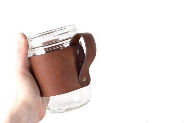 Leather Mason Jar Handle Set of Four - Hand and Hide LLC